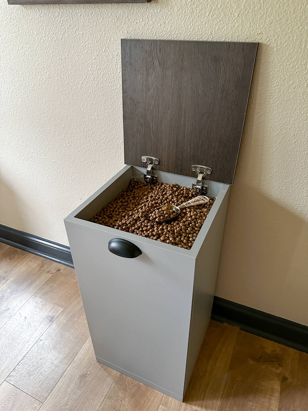 Dog Food Storage Cabinet, Dry Pet Food Storage, Gray + (washable) Wood ...