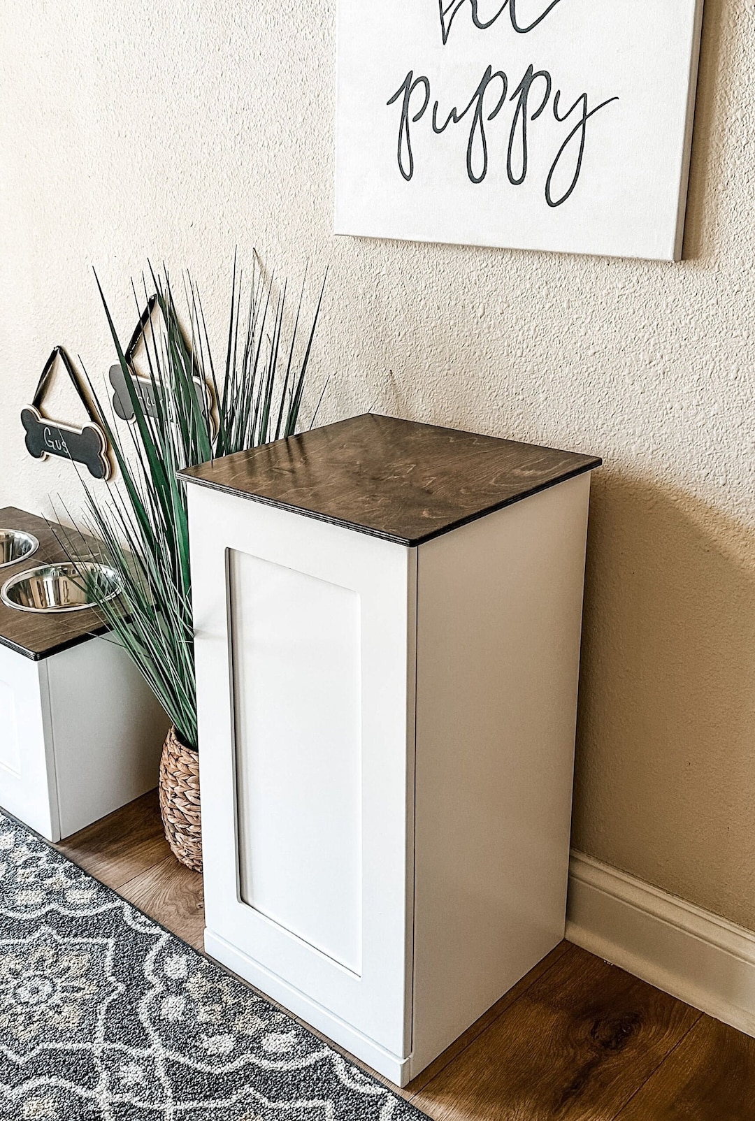 Dog Food Storage Cabinet, Container, Dry Pet Food Storage, White Dark ...