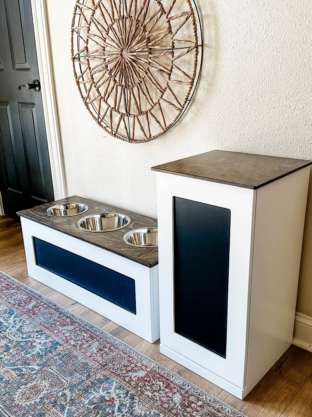 Dog Food Storage Cabinet, Container, Dry Pet Food Storage, White Dark ...