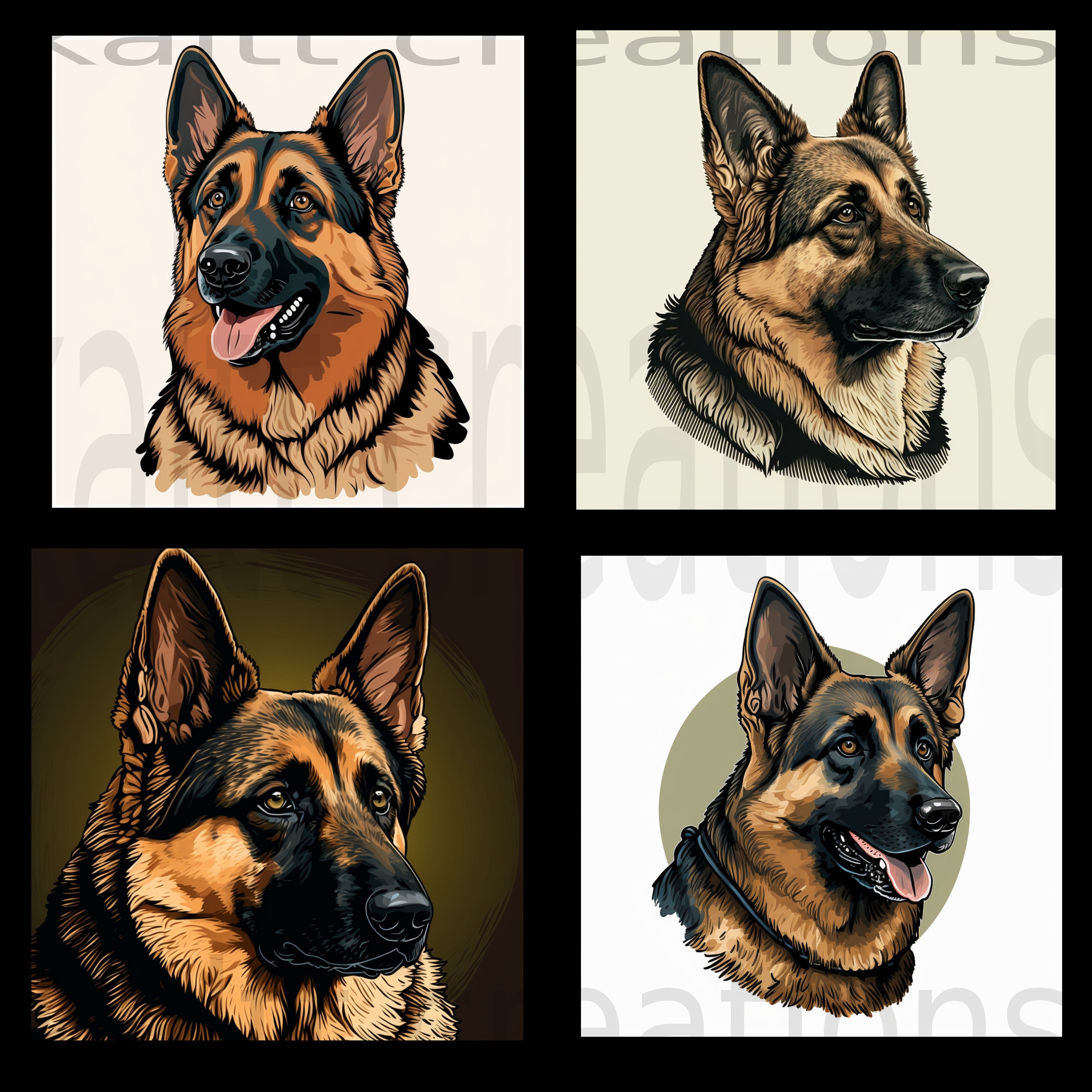 GERMAN SHEPHERD PNG Bundle - 4 Files of German Shepherd Dog Logo for ...