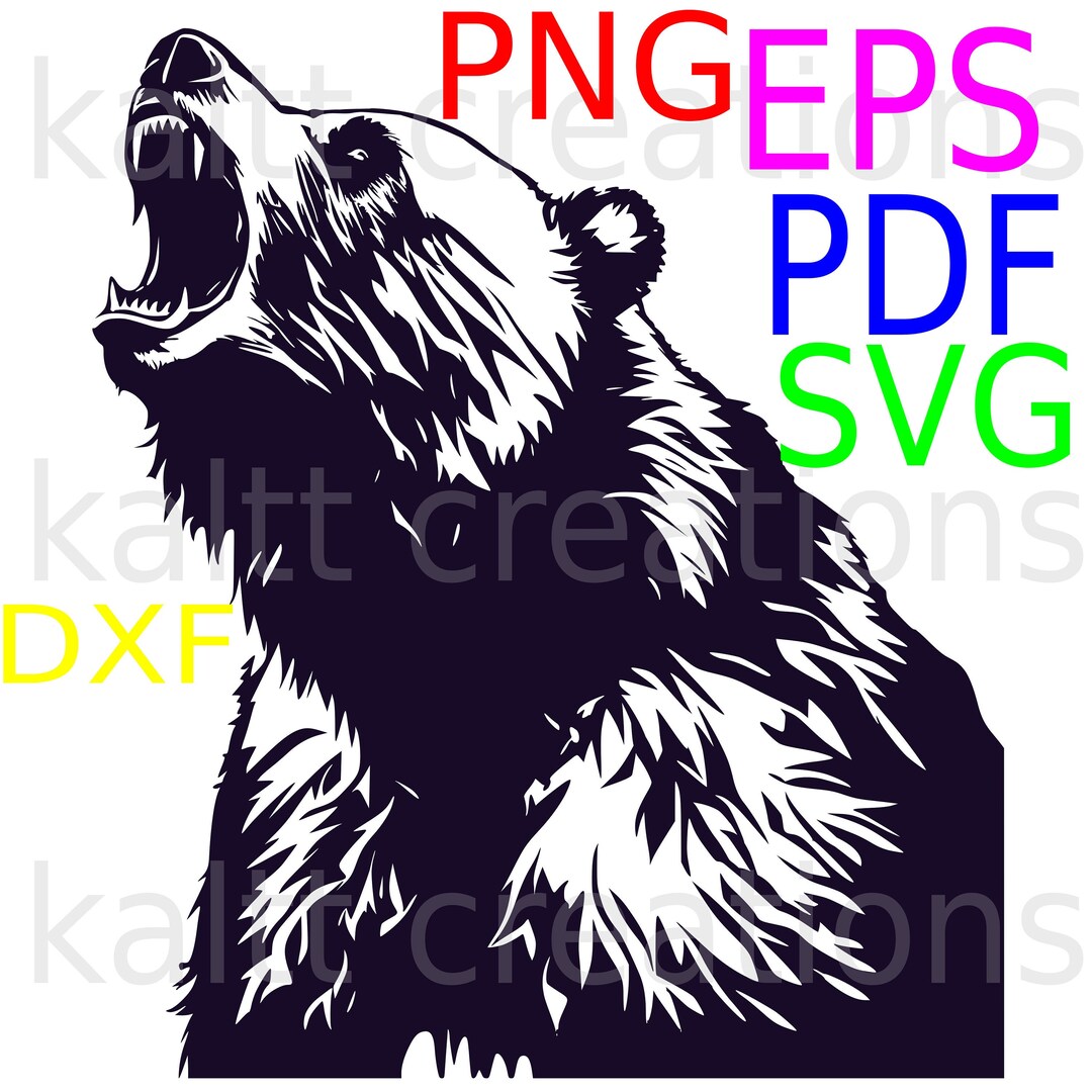 Roaring Bear SVG PNG Eps Dxf PDF File for Cricut - Plasma Cutting - Cnc ...