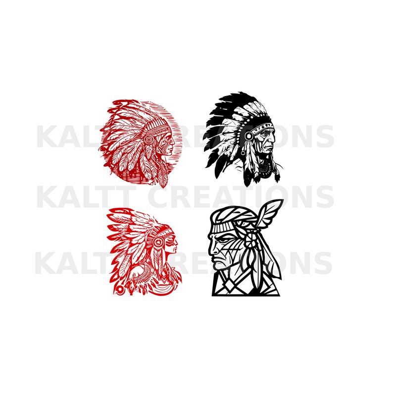 CHIEF WITH HEADDRESS 4 Svg Files for First Nations Indigenous Native ...