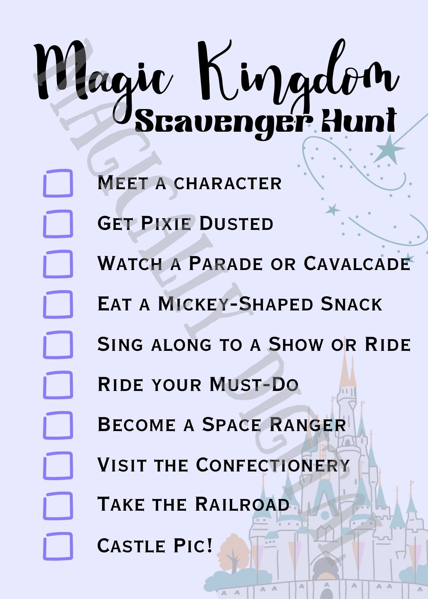 Magic Kingdom Activity Sheets - Digital Download - Etsy