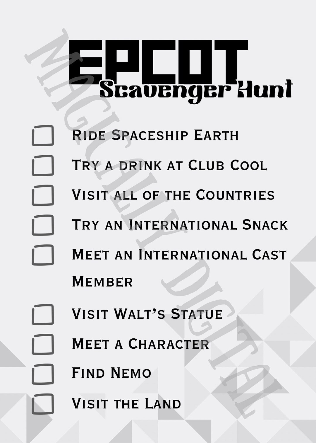 EPCOT Activity Sheets - Digital Download - Etsy