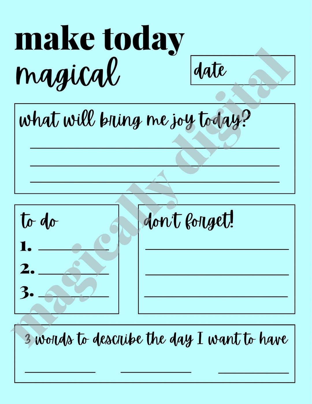 Make Today Magical Planner Template - Etsy
