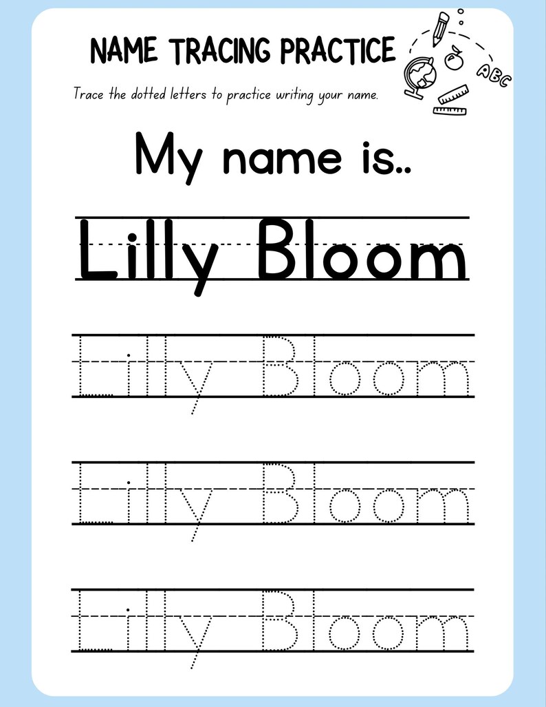 Customizable Tracing Name Worksheet - Etsy