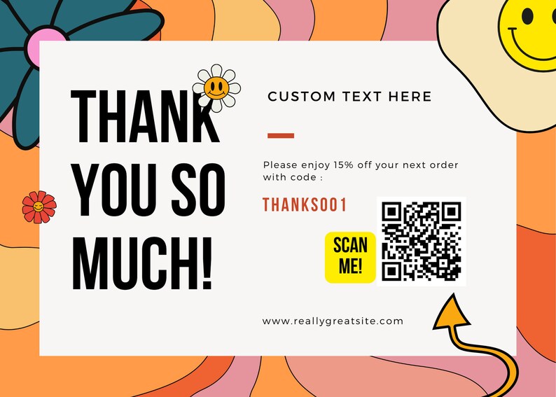 Custom QR Code Thank You Cards - Etsy