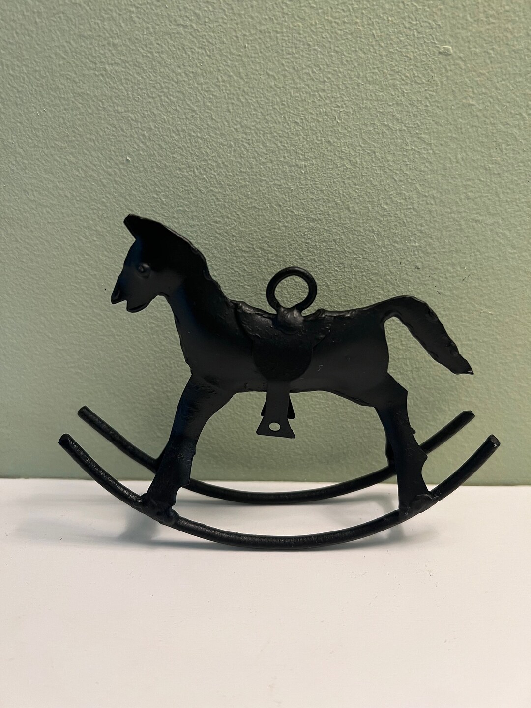 Lovely Black Metal Rocking Horse Ornament, Primitive Ornament Metal ...