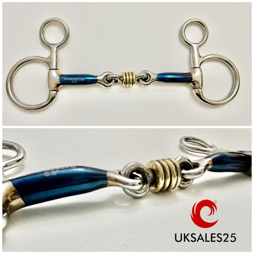 Hanging Cheek Snaffle Blue Sweet Iron / Brass Roller Links *SAME DAY ...