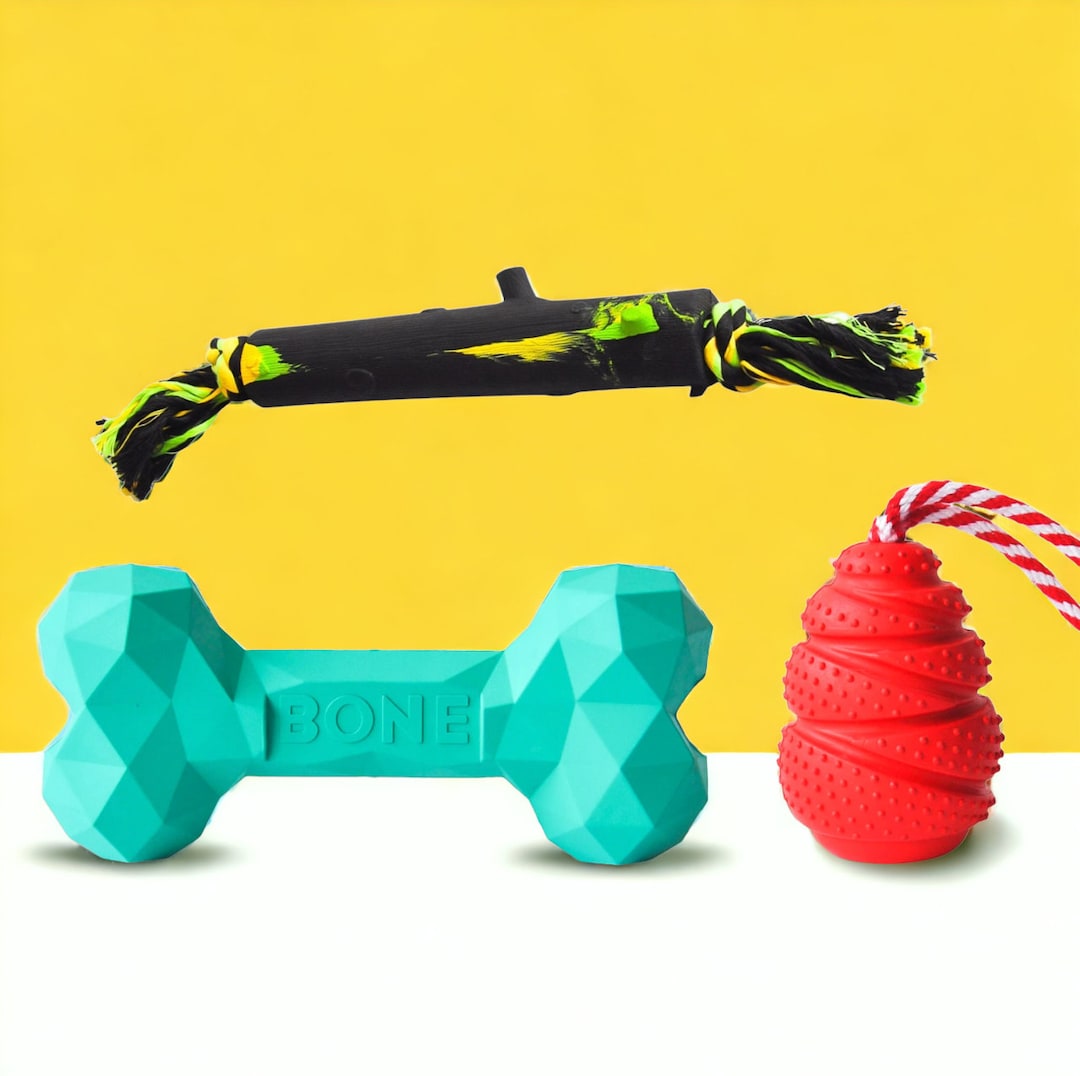 PREMIUM Durable Dog Chew Toys 3 Pack for Aggressive Chewers All Breed ...