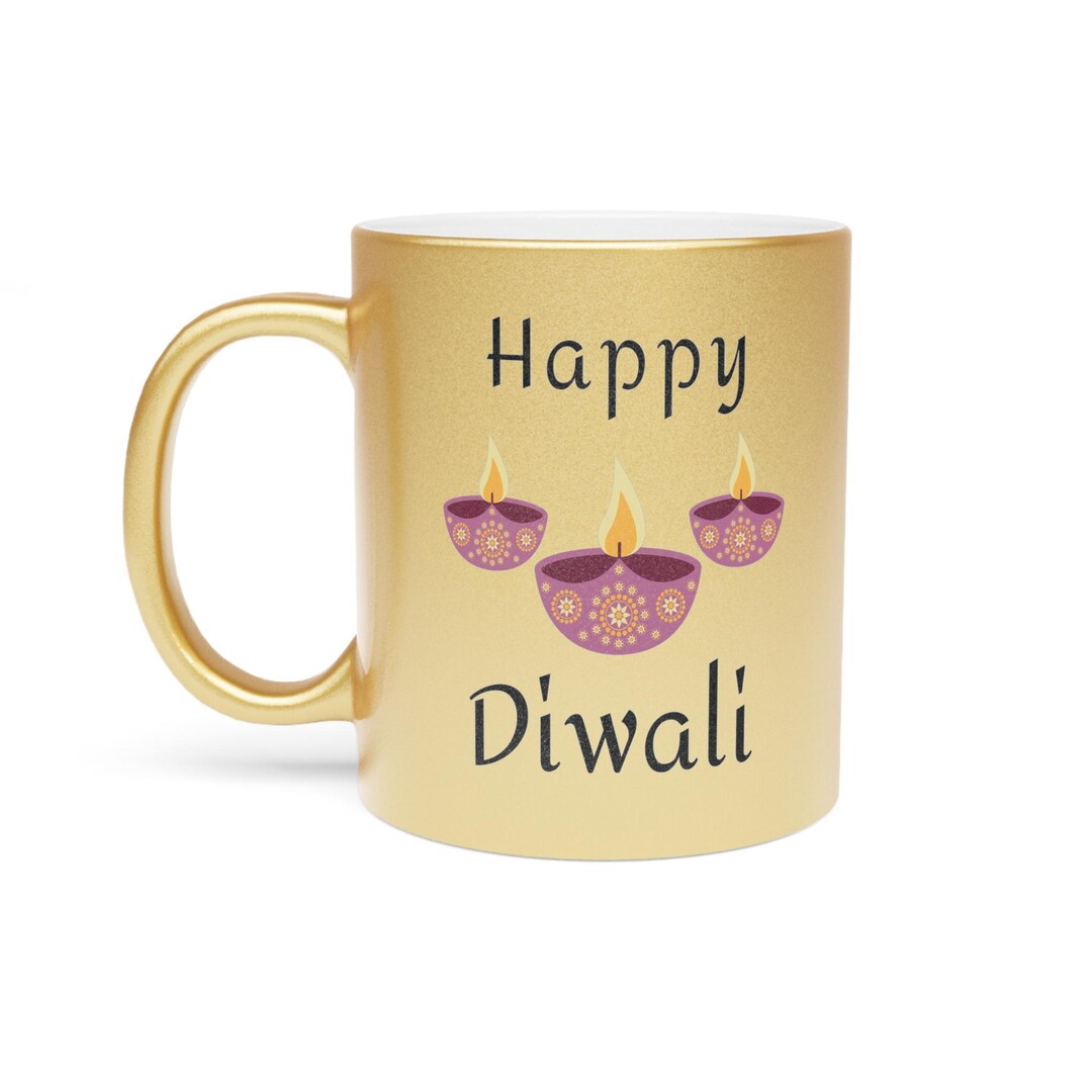 Happy Diwali Mug Indian Festival of Lights Gold or Silver Mug Gift for ...