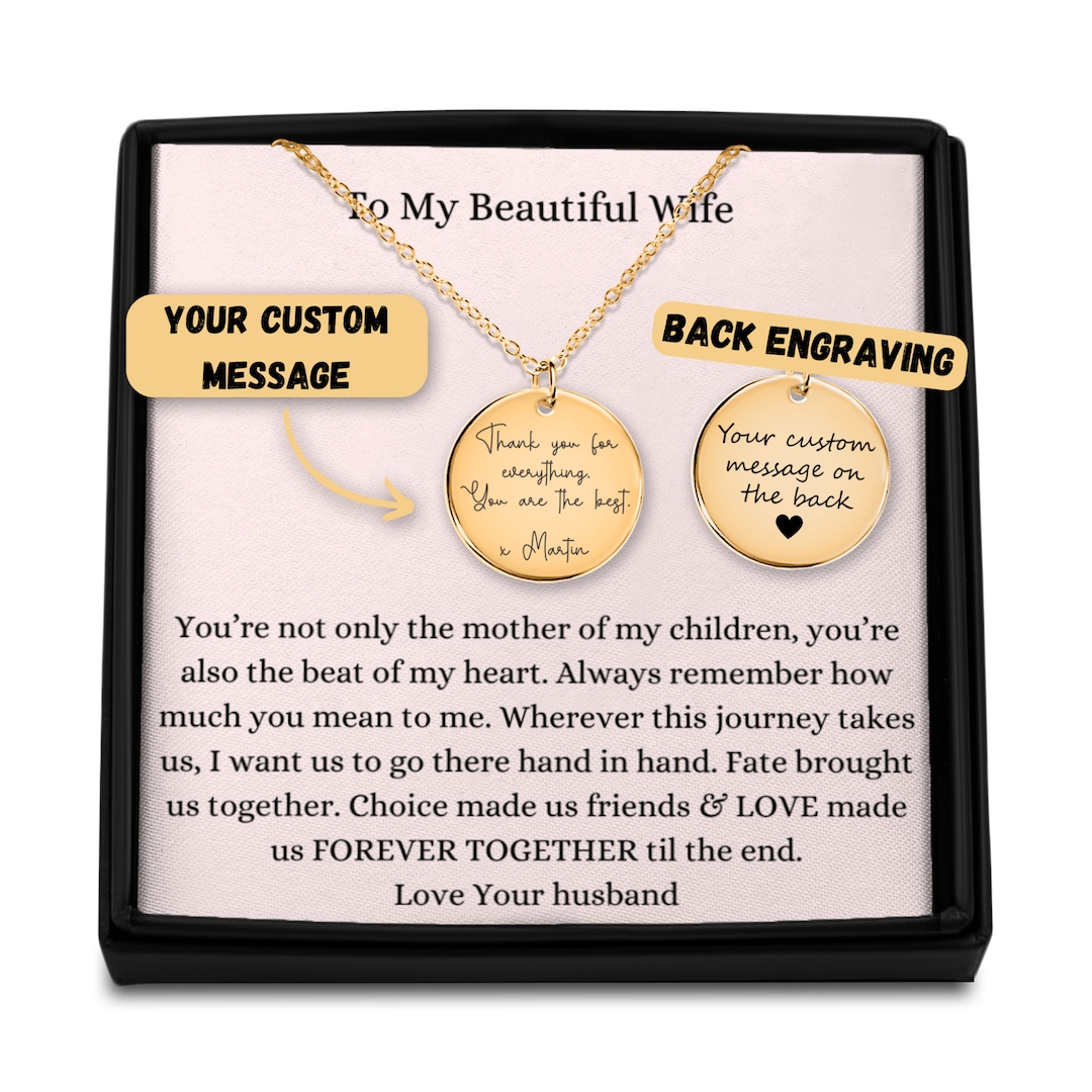 Wife Personalized Message Necklace, Beautiful Wife Gift, to My Wife ...