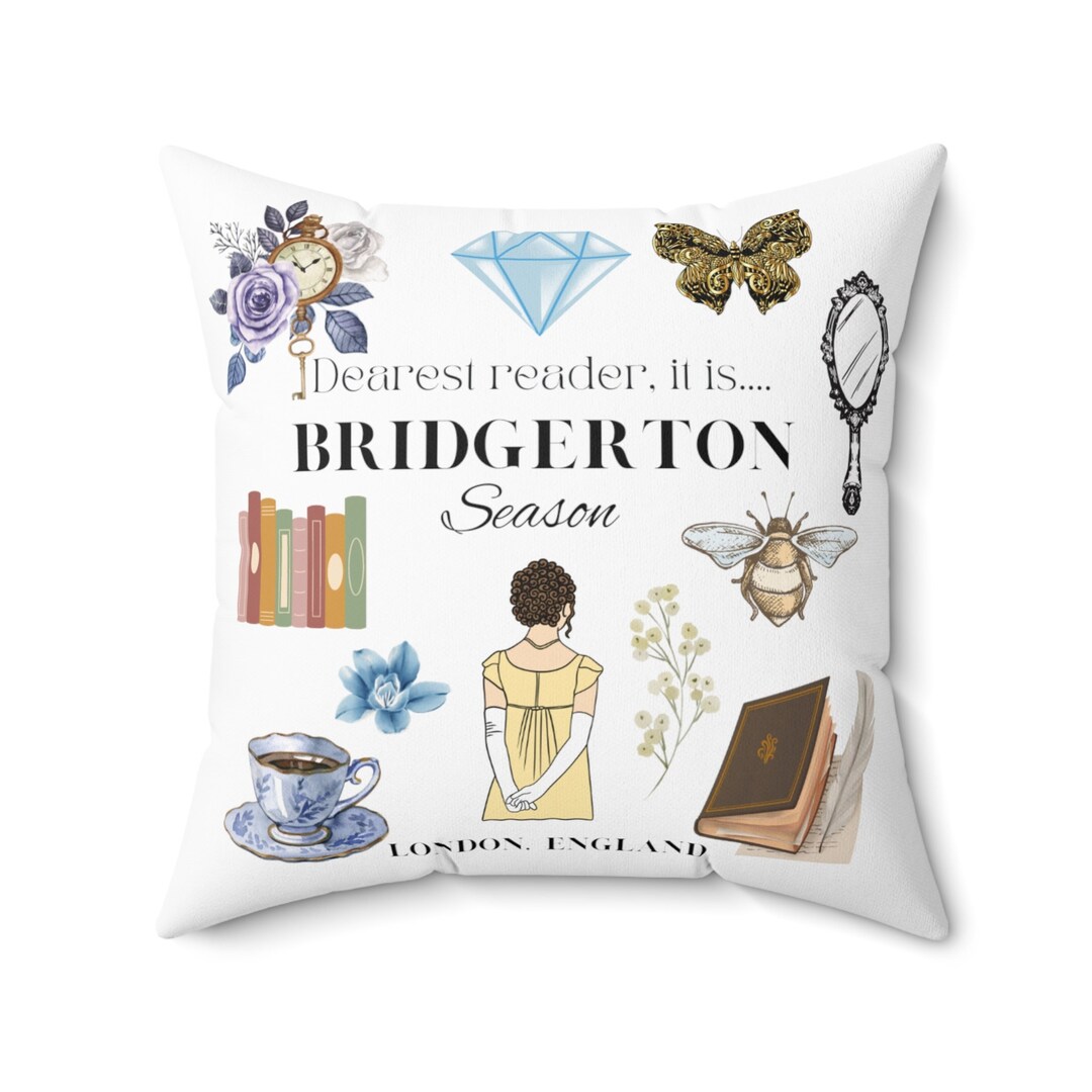 Bridgerton Square Pillow, Lady Whistledown, Spill the Tea, Bridgerton ...
