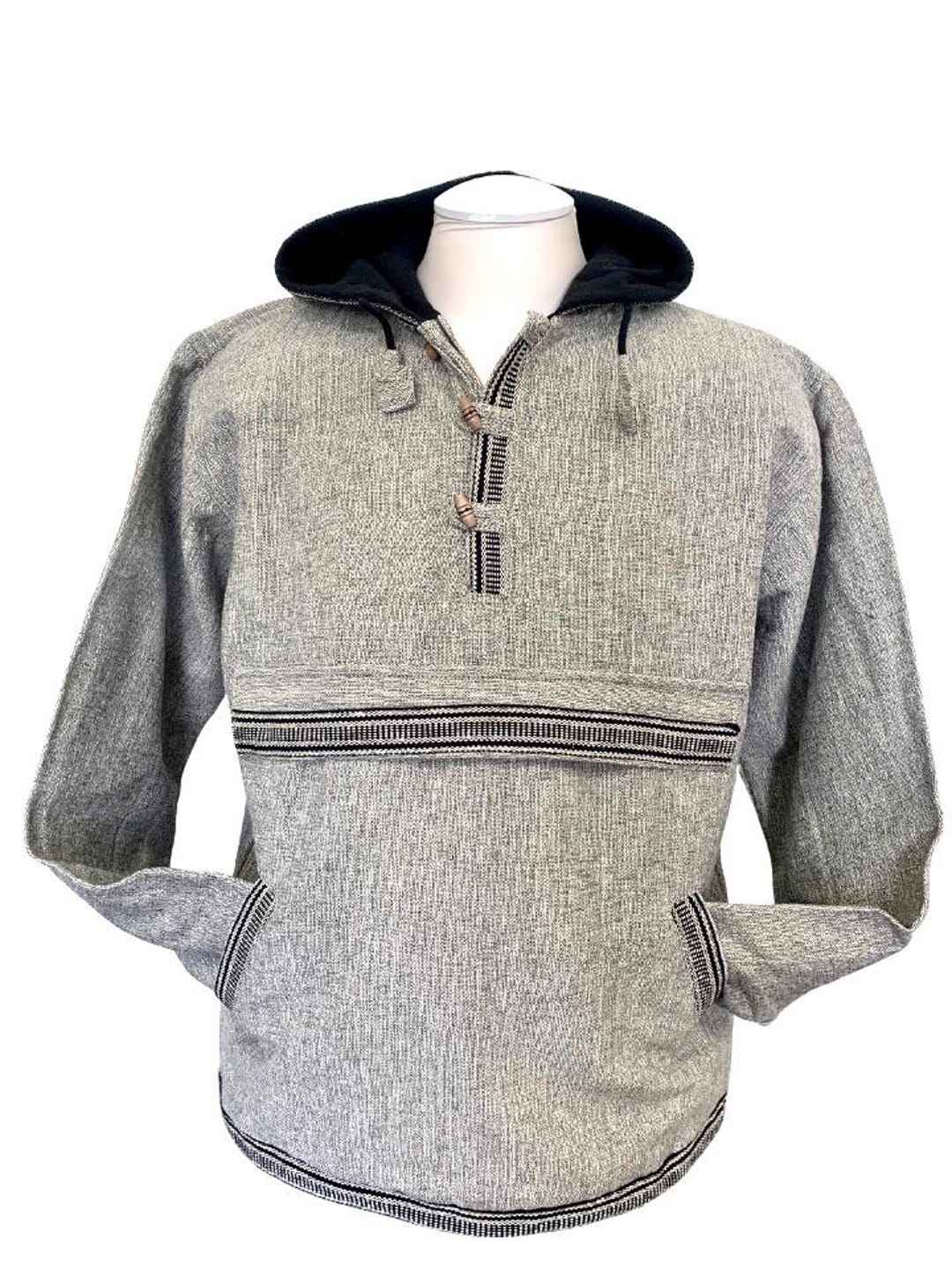 Cotton Fleece Lined Hoodie: Nepalese Boho-chic Jacket, Men's Large - Etsy
