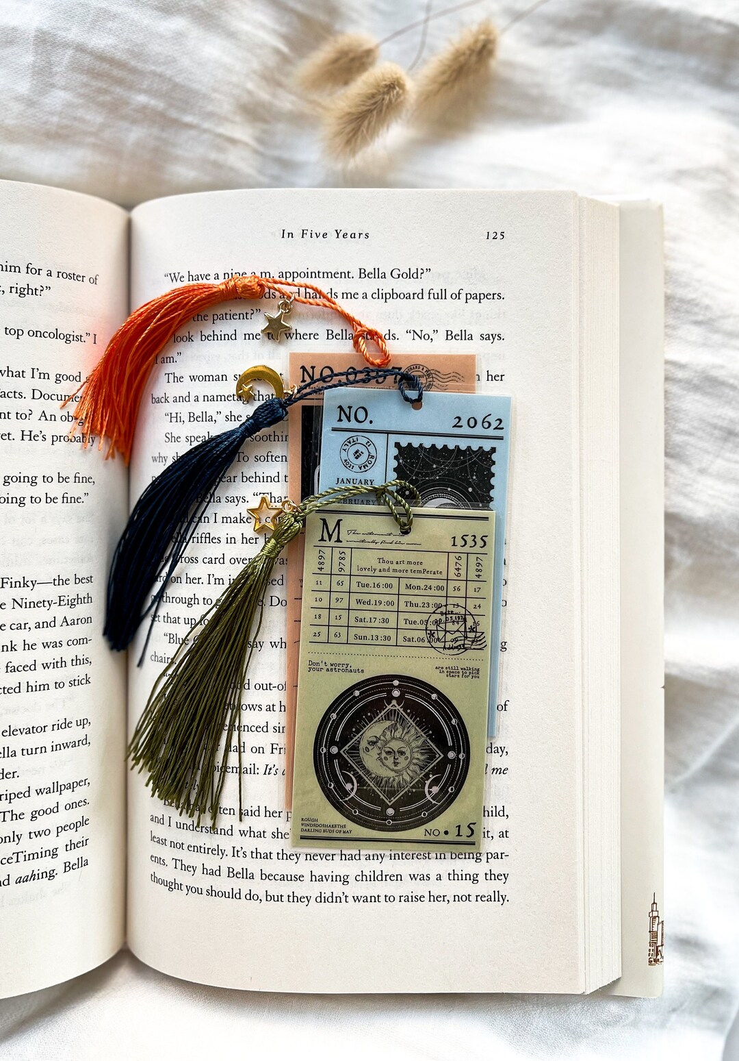 Cosmic Ticket Bookmarks With Charms Set of Three Space Bookmarks With ...