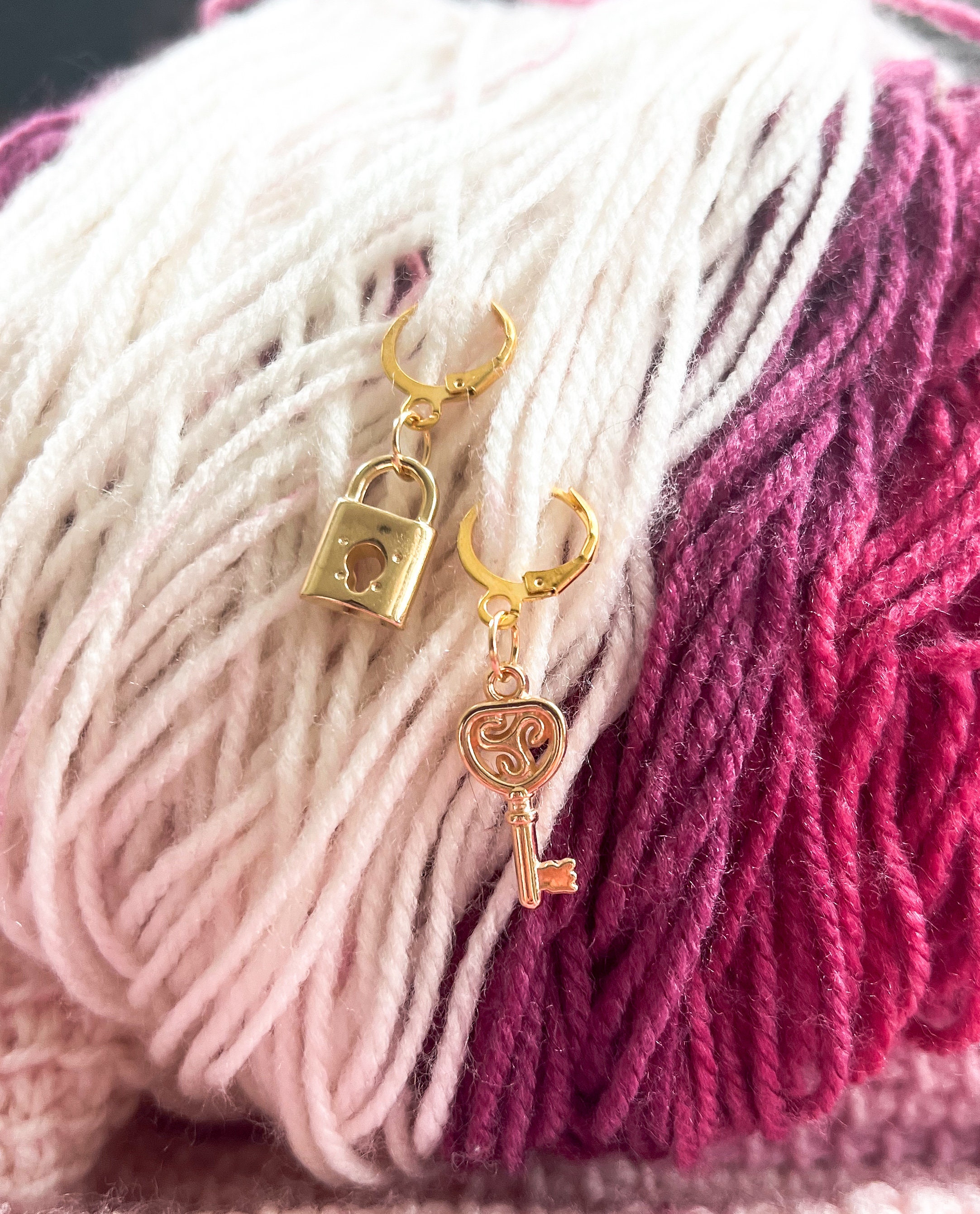 Set of Six Lock & Key Charm Stitch Markers | Crochet Knitting ...