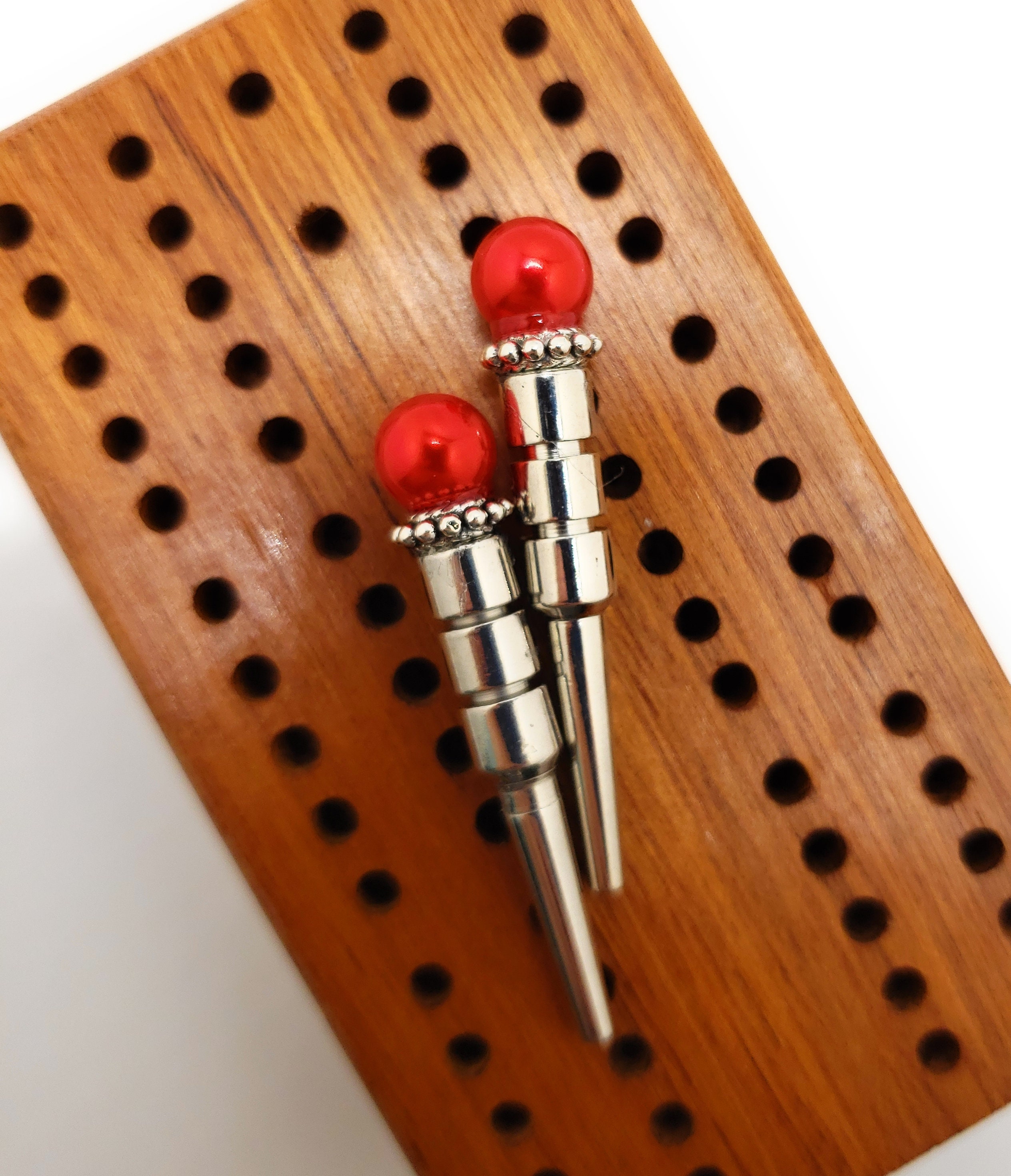 Silver With Red Pearl Bead Cribbage Pegs - Etsy
