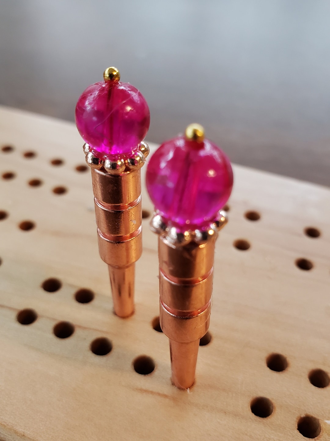 Magenta Glass Bead Cribbage Pegs - Etsy