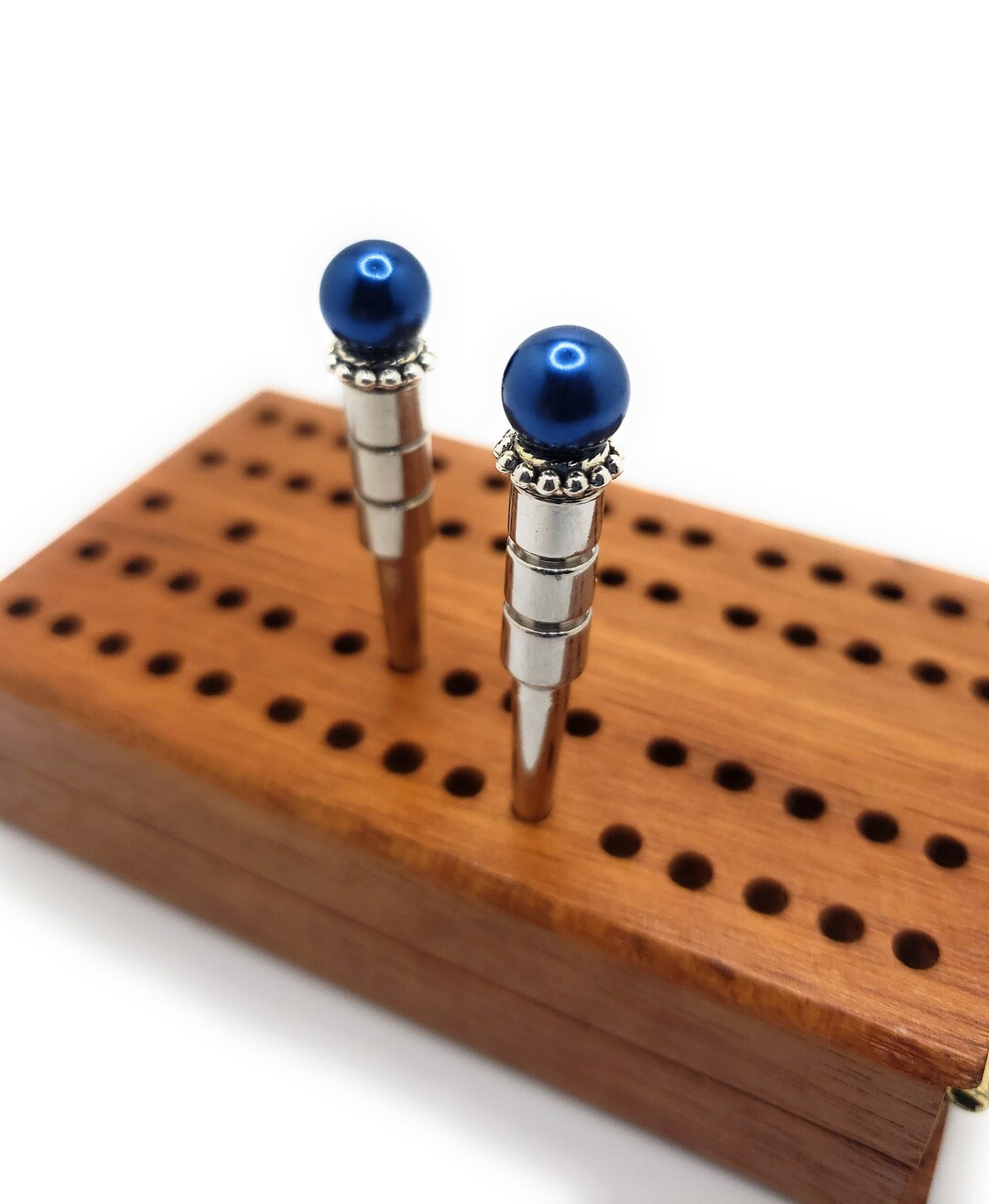 Silver With Blue Pearl Bead Cribbage Pegs - Etsy