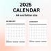 Printable Monthly 2025 Calendar, Black Color, Planner, Digital ...