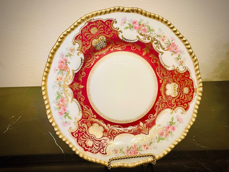 D&C France Limoges Floral Red Heavy Gold Gilt Plate 9.5" - Etsy