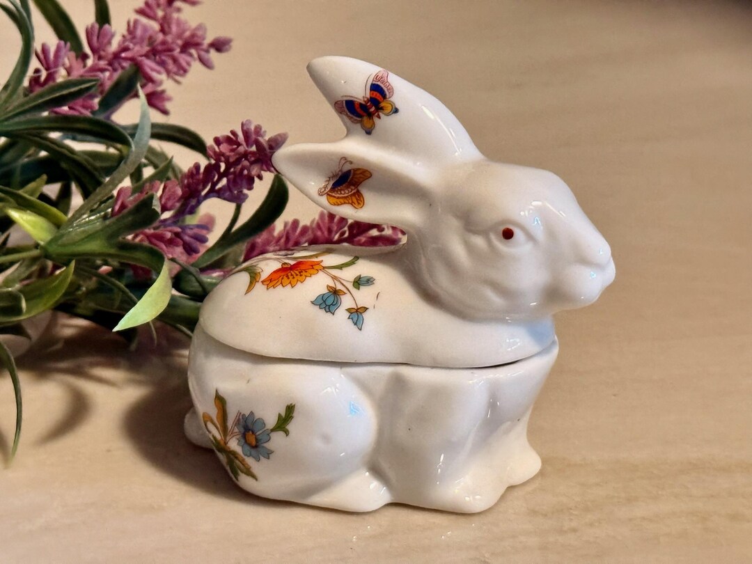 Floral Bunny Trinket Box: Fine Bone China Easter Decor - Etsy