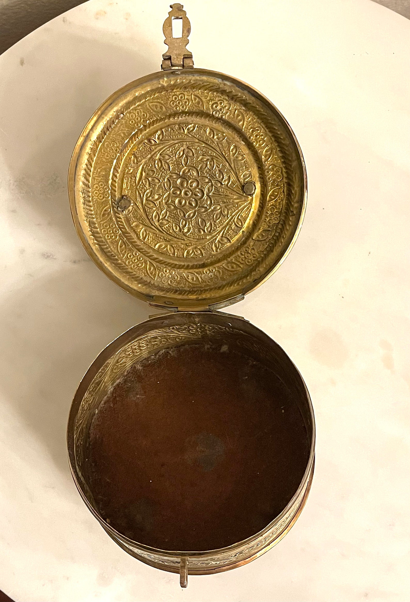 Hand Forged Engraved Solid Brass Jewelry Box With Handle & Clasp 5 - Etsy