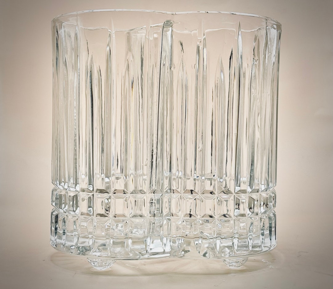 Dual Compartment Footed Heavy Ribbed Crystal Wine / Champagne Chiller ...