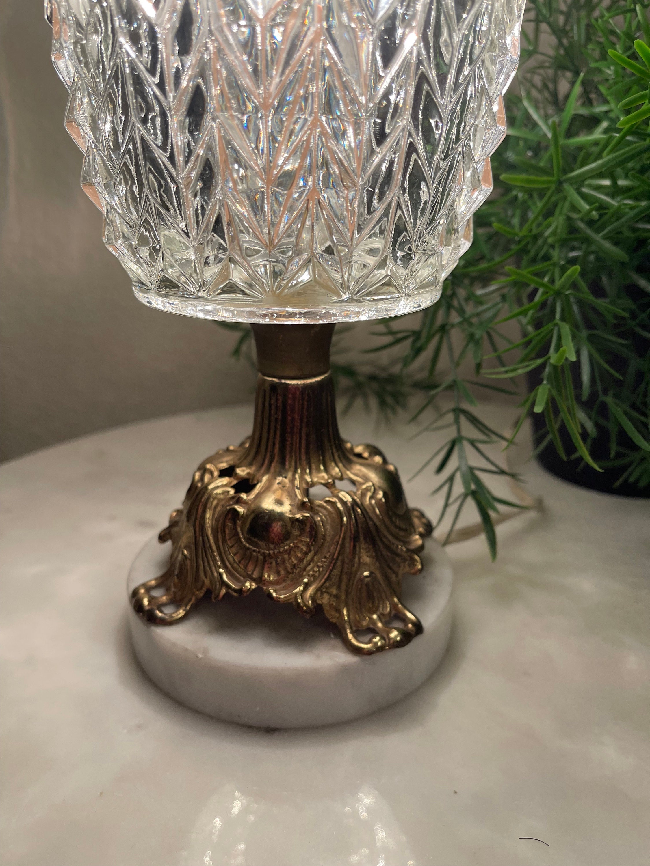Rare Vintage Victorian Glass Uplight Lamp Crystal and - Etsy