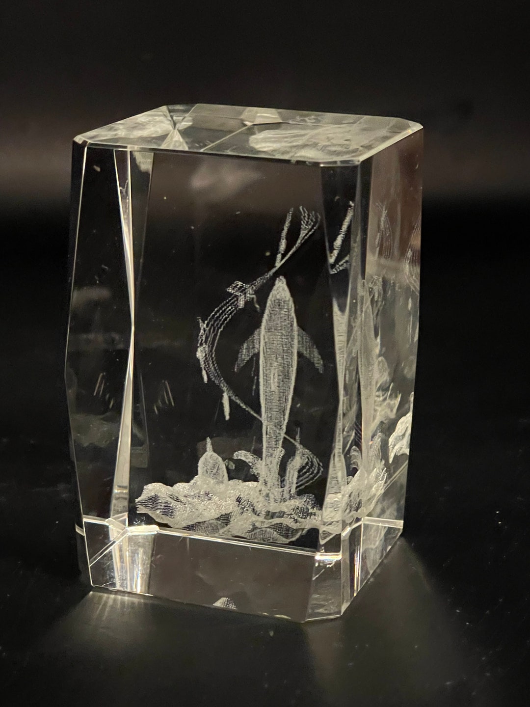 Etched Crystal Musical Dolphin ~ Acrylic Dolphin With Musical Notes ...