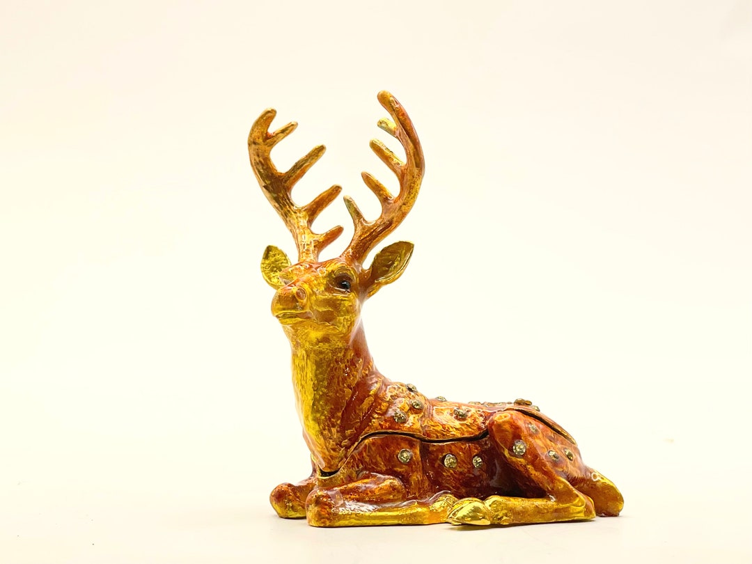 Bejeweled Deer Enamel Trinket Box - Etsy