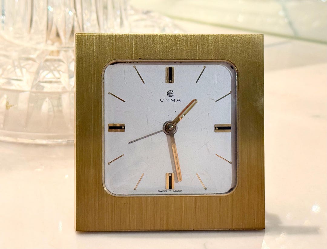 Rare Find - Small Cyma Manual Alarm Clock – Swiss Made, Brass - Etsy