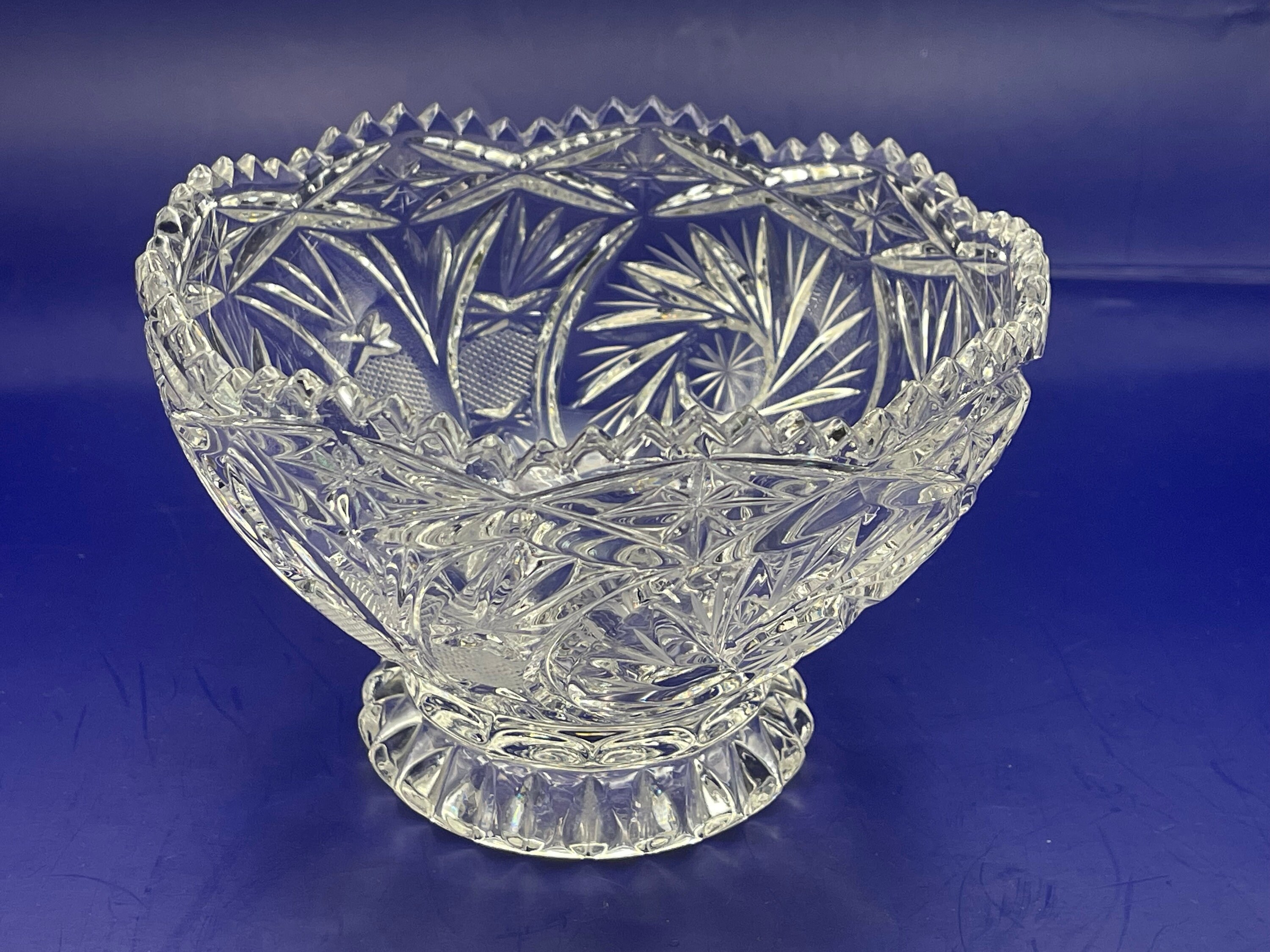 Footed Pinwheel Star Pattern Lead Crystal Bowl - Etsy