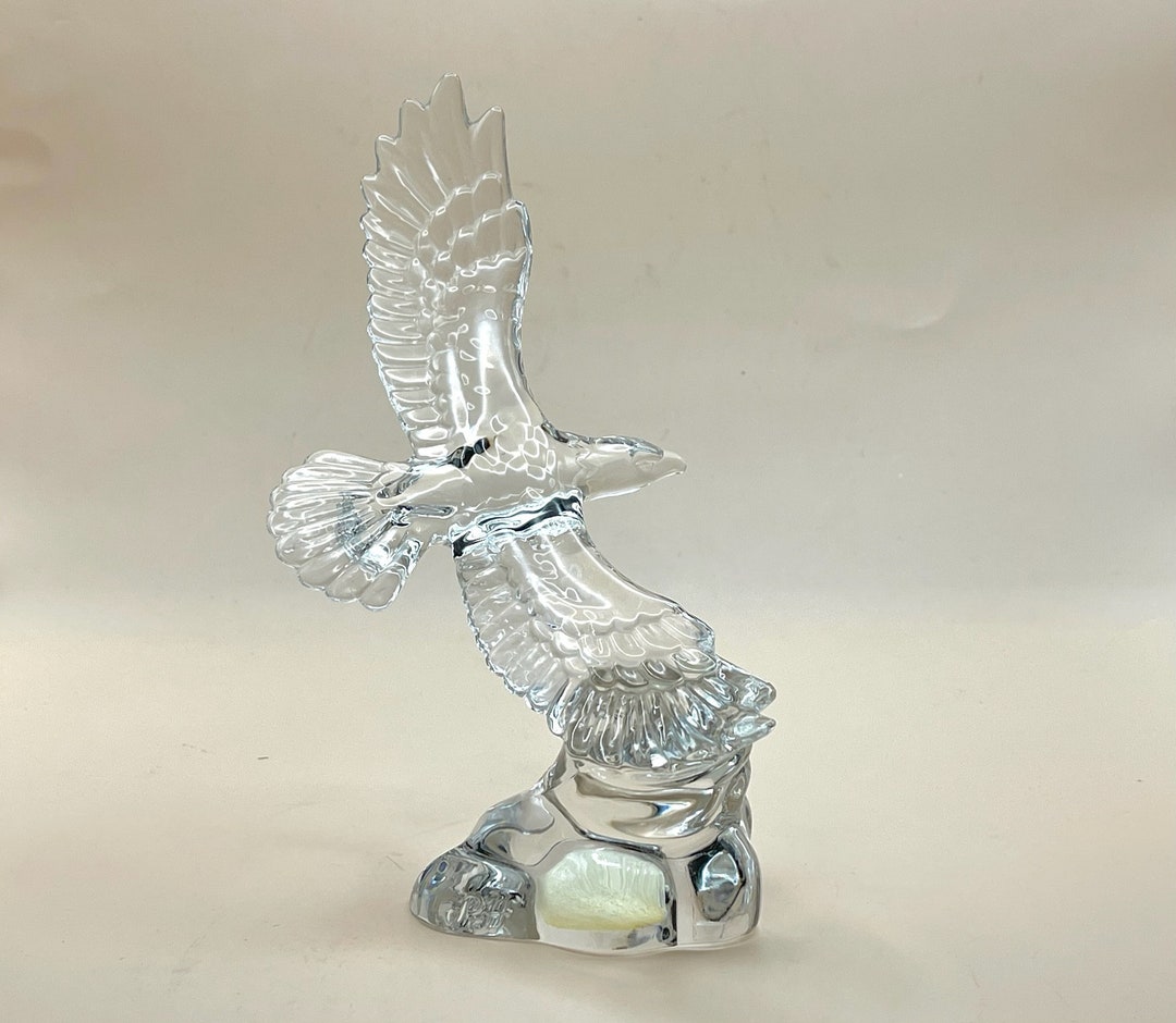 Large Glass Flying Eagle, Wonders of the Wild 24% Lead Crystal Statue ...