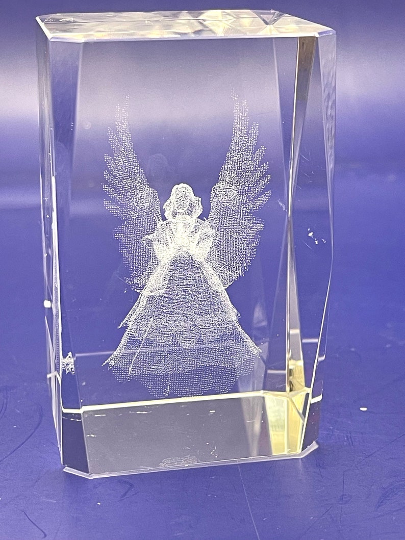 Laser Cut Etched Crystal Glass Paperweight Praying Angel - Etsy