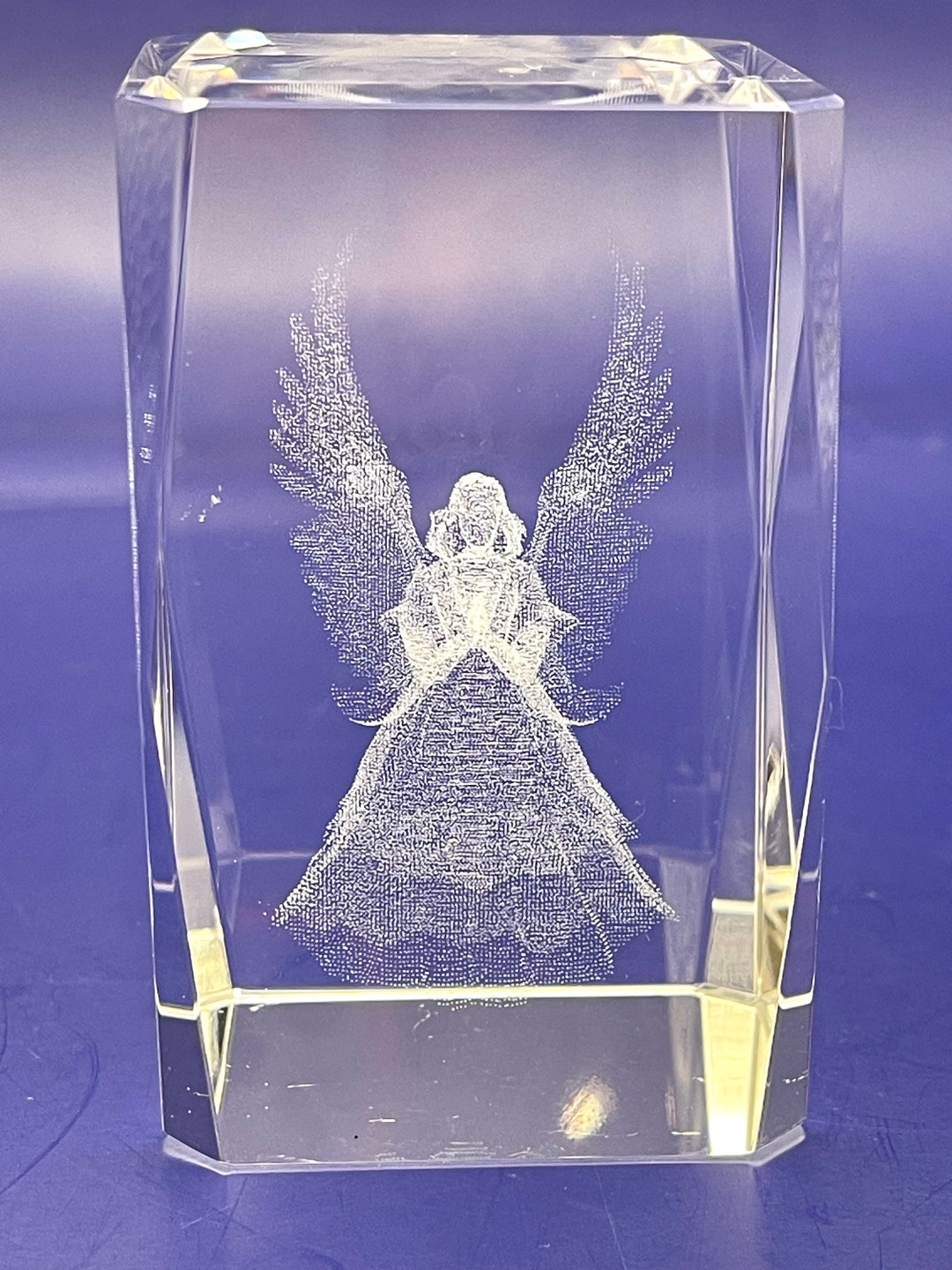 Laser Cut Etched Crystal Glass Paperweight Praying Angel - Etsy