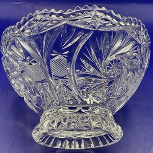 Footed Pinwheel Star Pattern Lead Crystal Bowl - Etsy