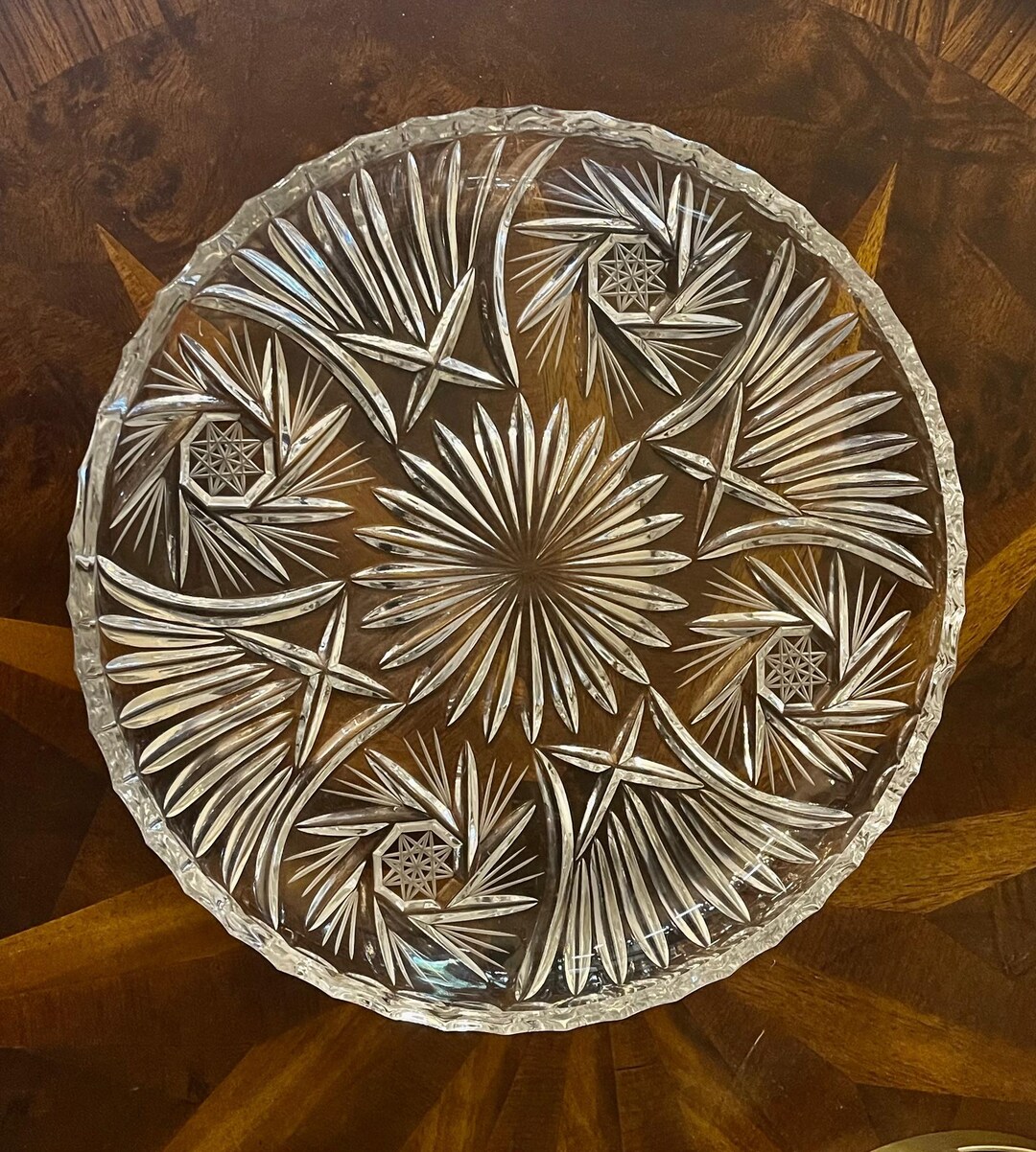 American Brilliant Cut Glass Crystal Serving Tray Platter - Etsy