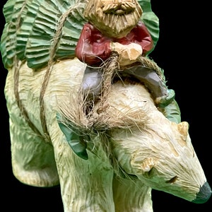 Vintage Hallmark Folk Art Christmas Ornament: Elf Riding Polar Bear ...