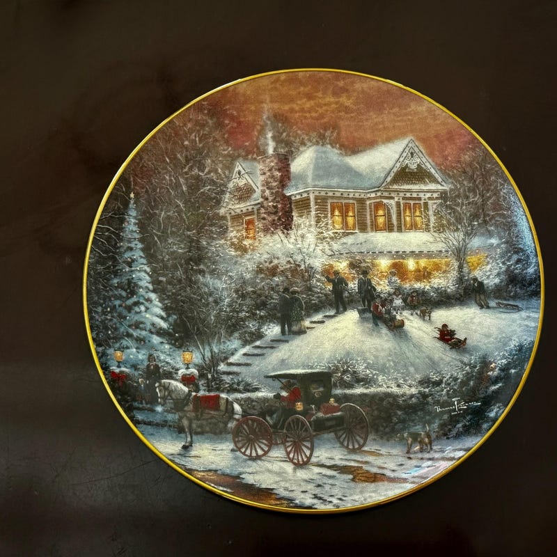 Kinkade Christmas Plate - Etsy