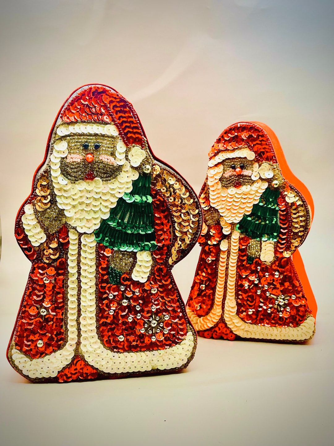 Vintage Red Satin and Sequined Santa Claus Nesting Boxes - Etsy