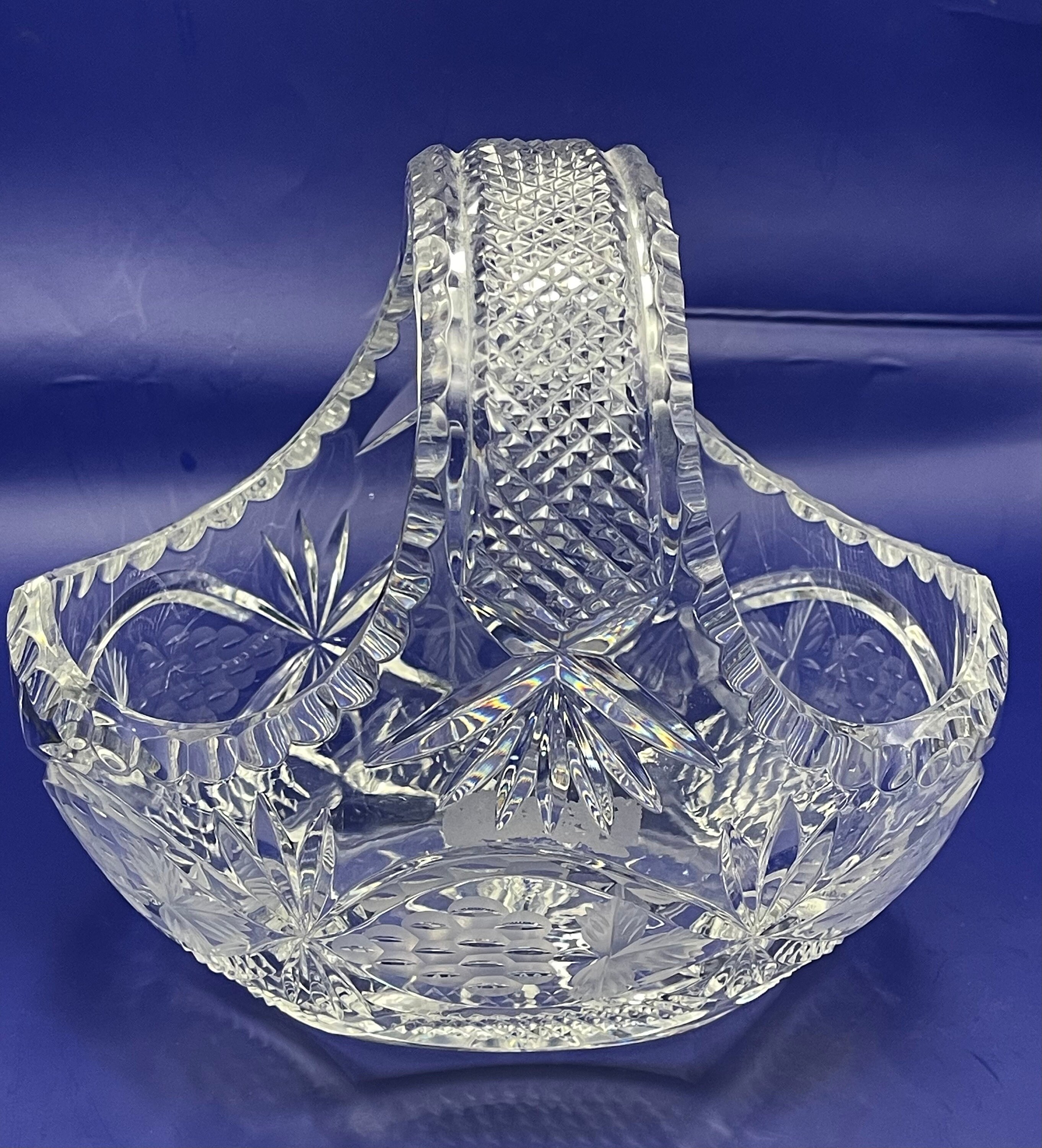 Vintage Heavy Cut Crystal Basket Large Deep Cut Crystal Fruit Basket - Etsy