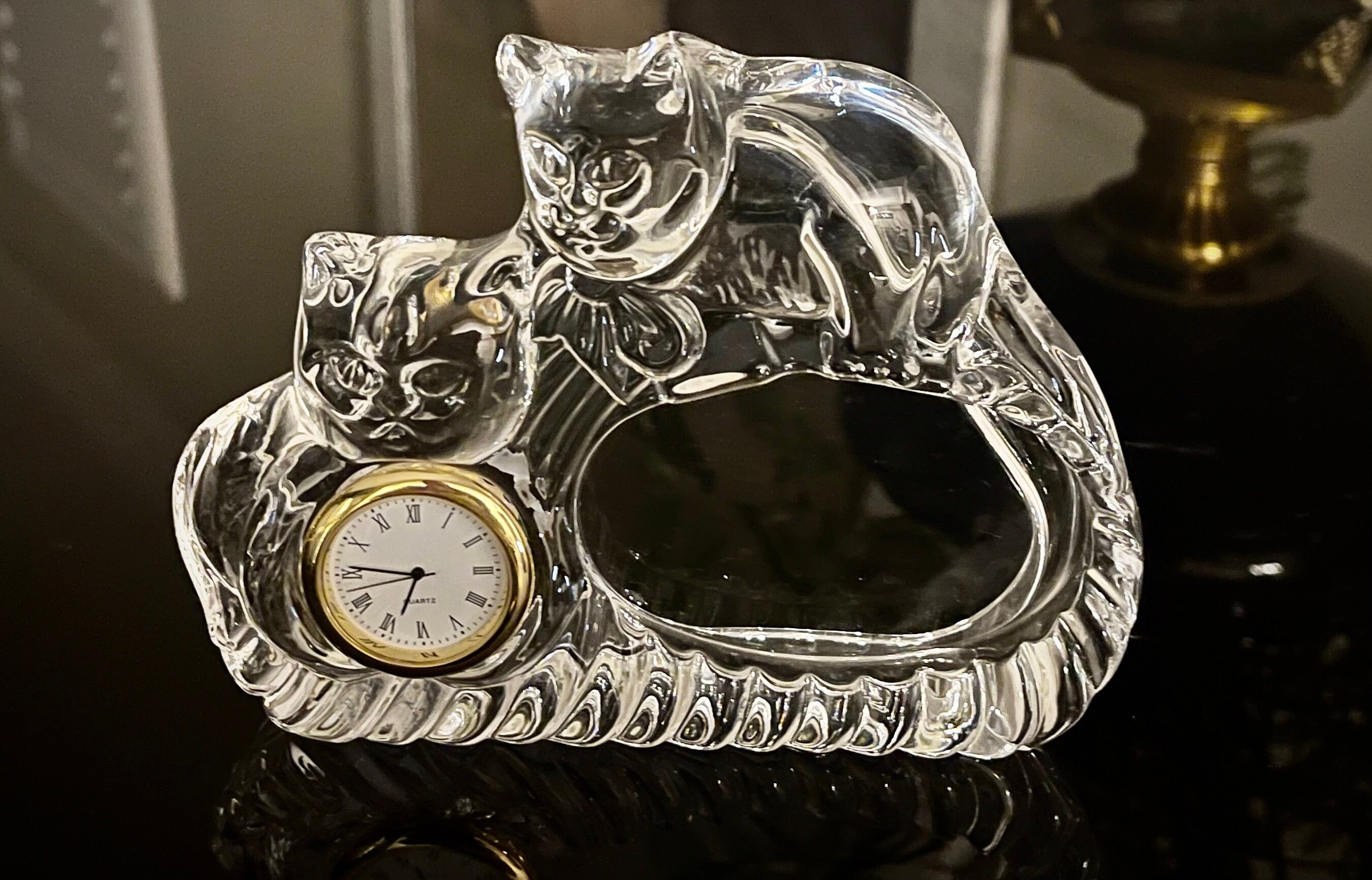 Vintage Heavy Crystal Cats Clock by Royal Crystal - Etsy