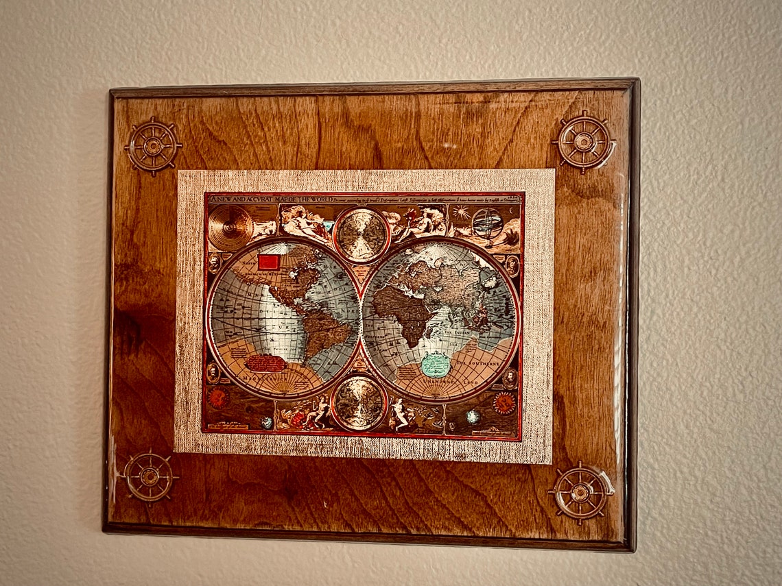 Handcrafted Chromatic Map of the World on Lacquered Wooden Base - Etsy