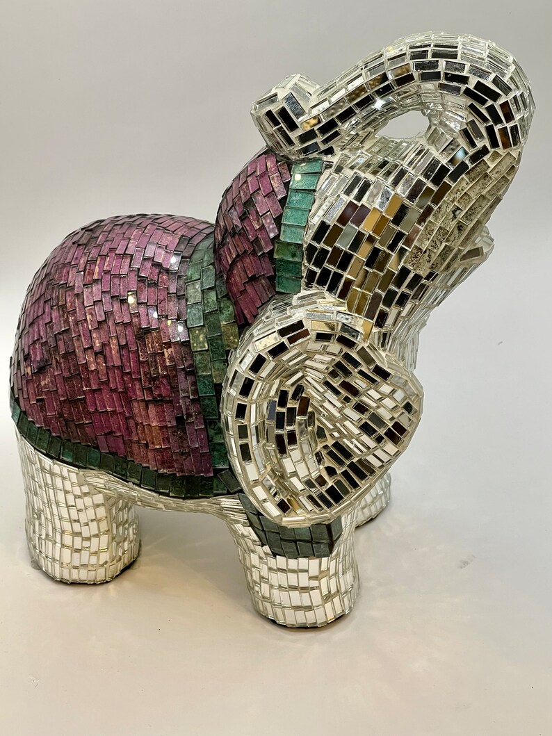 Mirrored Mosaic Elephant Statue - Etsy