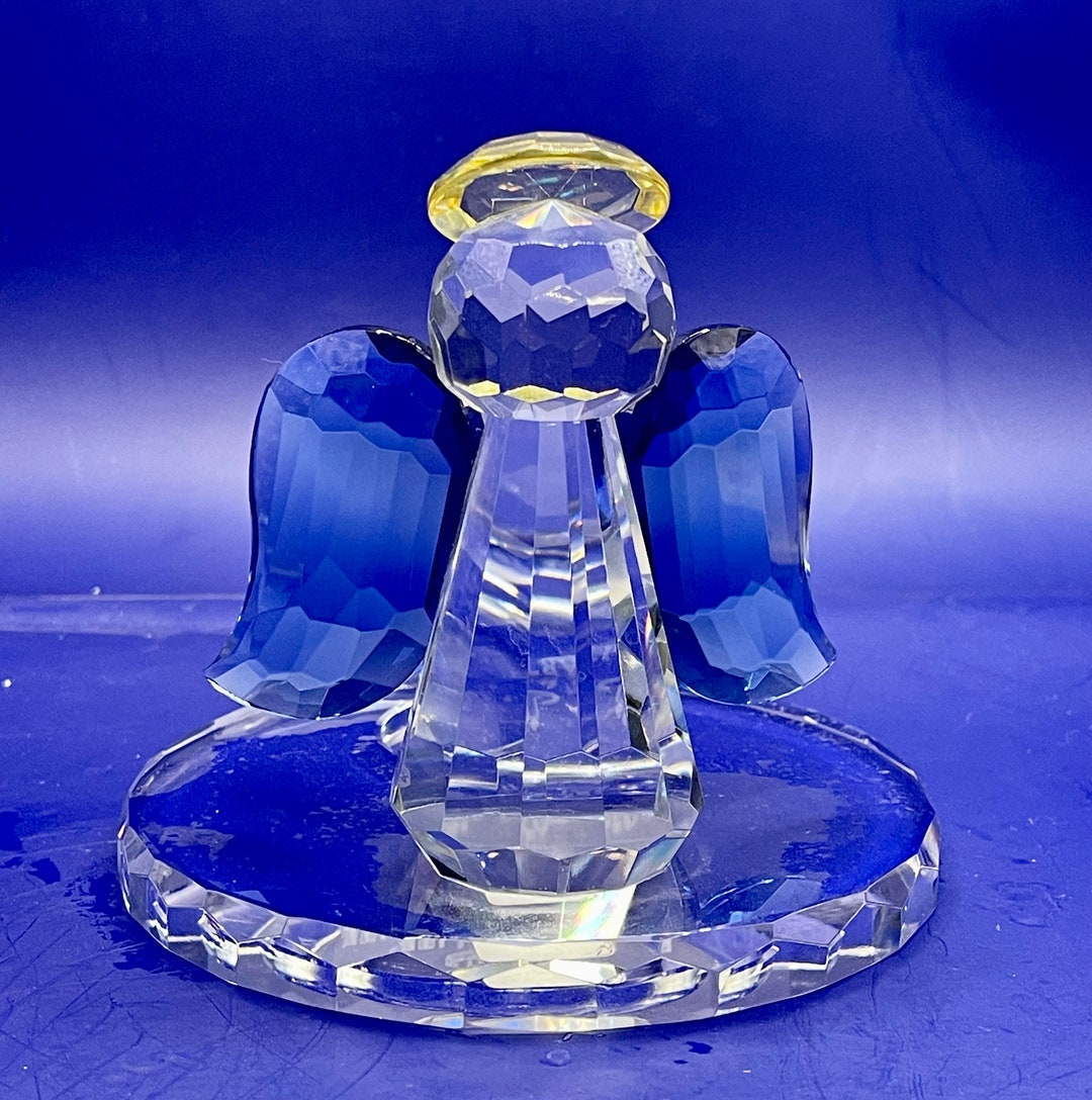 Partylite Crystal Angel Votive Holder ~ Blue, Yellow, and Clear Crystal ...