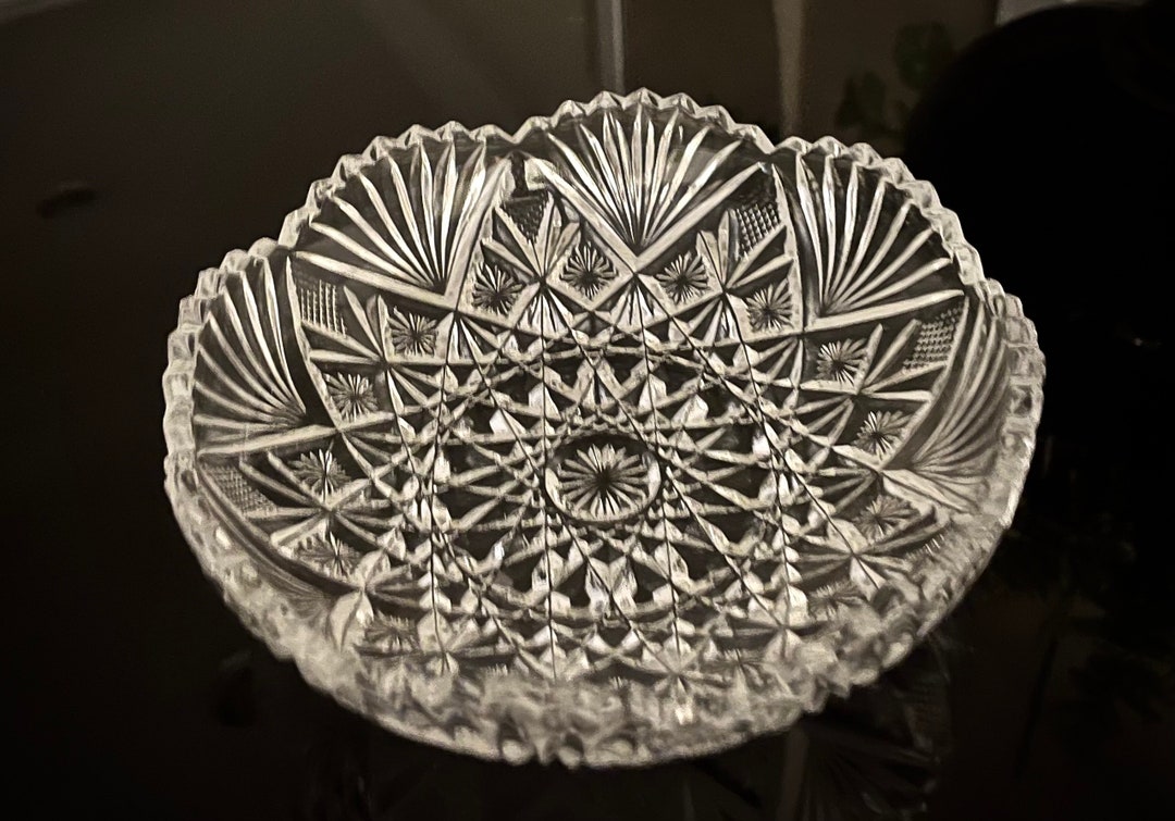 Timeless American Brilliant Crystal Deep Cut Glass Scalloped Bowl - Etsy