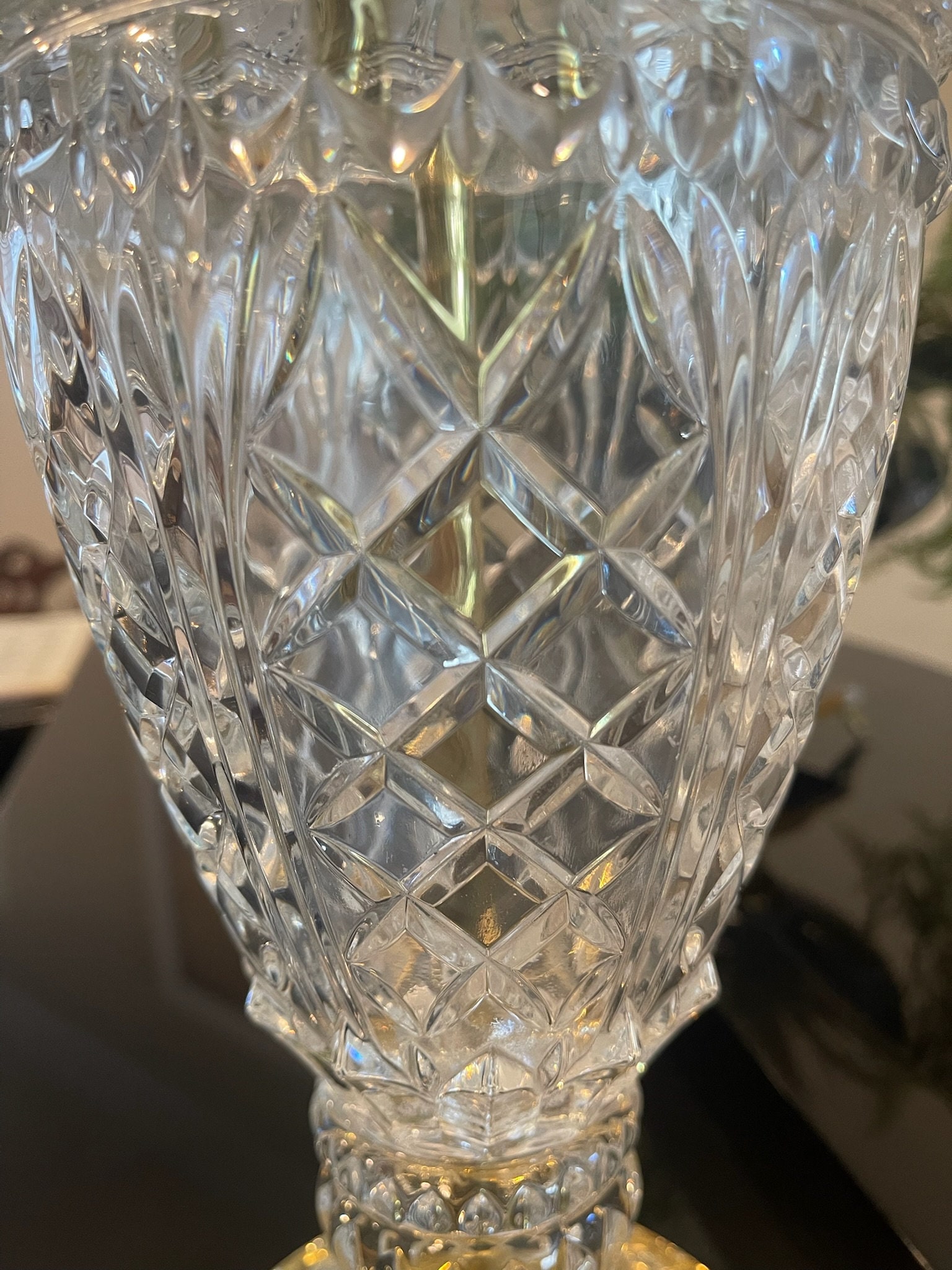 Stunning Vintage Crystal and Brass Lamp ~ 24% Lead Crystal, Made in USA ...