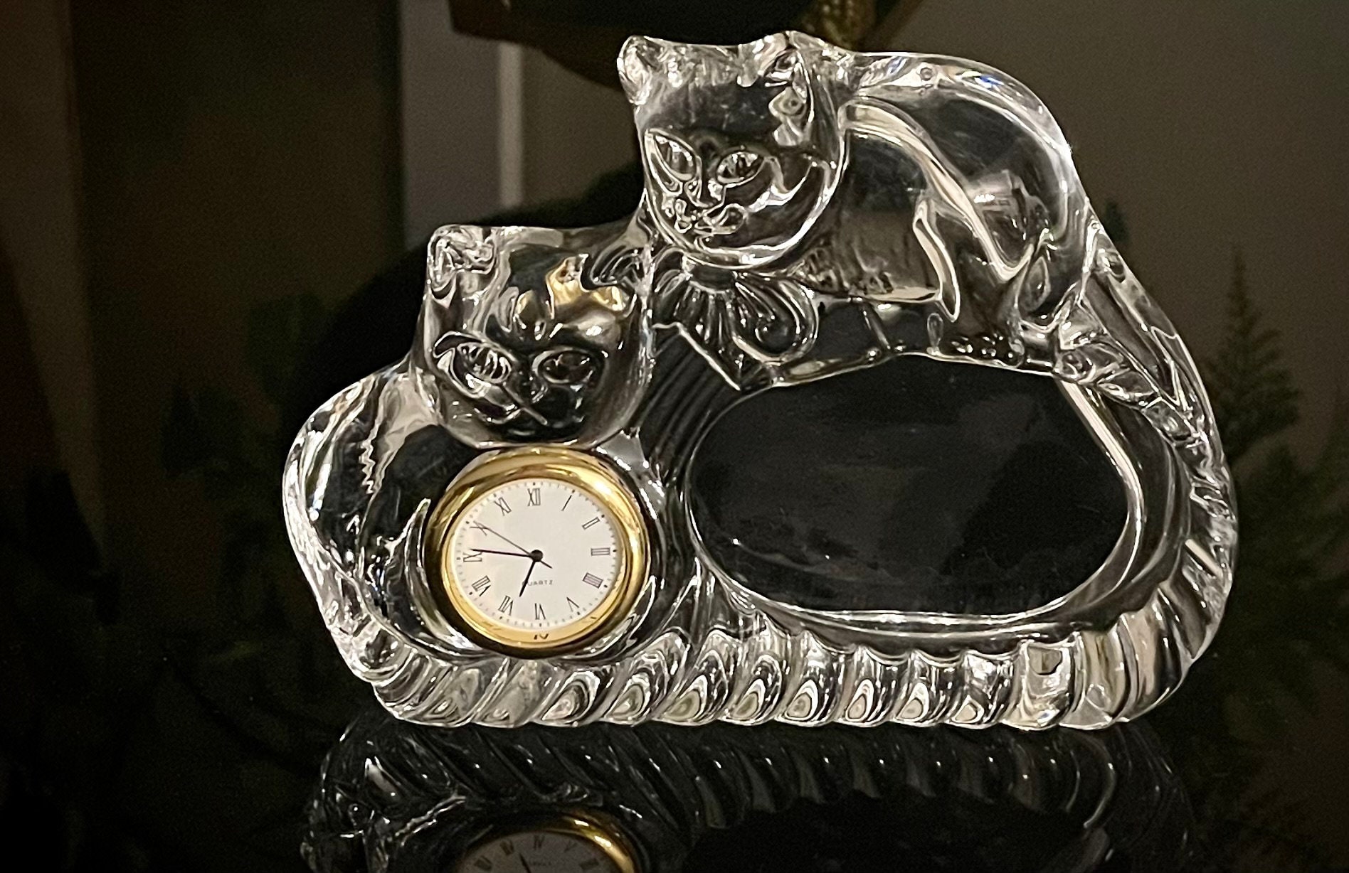 Vintage Heavy Crystal Cats Clock by Royal Crystal - Etsy