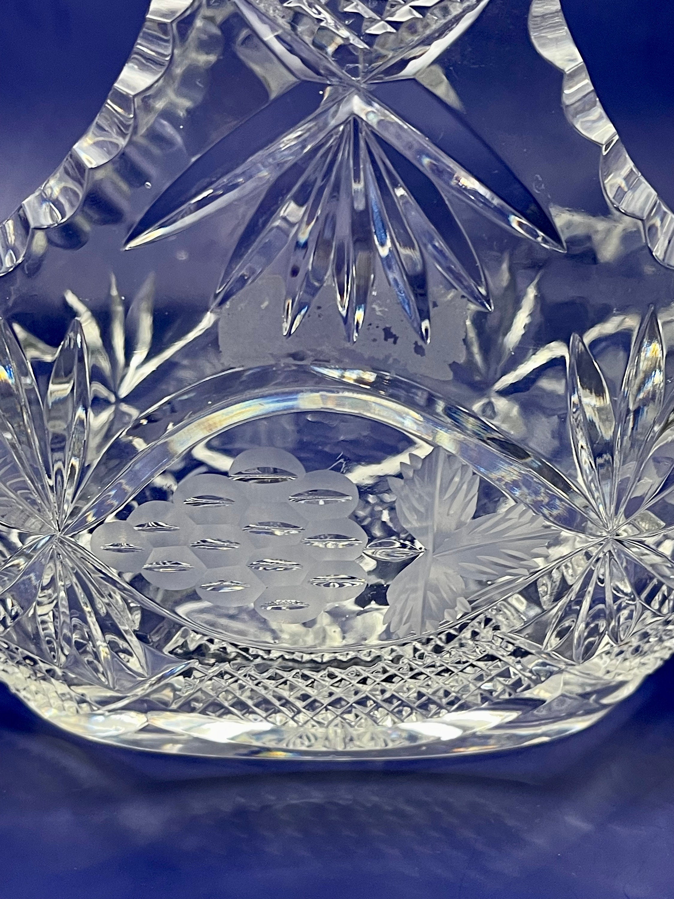 Vintage Heavy Cut Crystal Basket Large Deep Cut Crystal Fruit Basket - Etsy